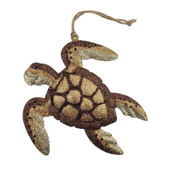 Unknown | Holiday | Sea Turtle Christmas Ornament Brown Bronze Glitter ...